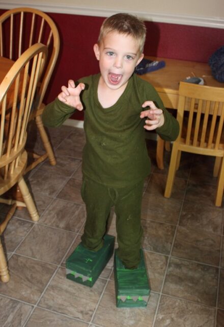 Cardboard Dinosaur Costume Feet to Make - Frugal Fun For Boys and Girls
