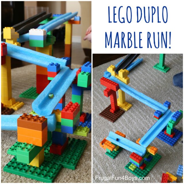 STEM Building Challenge for Kids: LEGO Duplo and Pool Noodle Marble Run ...