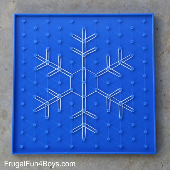 Geoboard Snowflakes STEM Activity for Kids - Frugal Fun For Boys and Girls