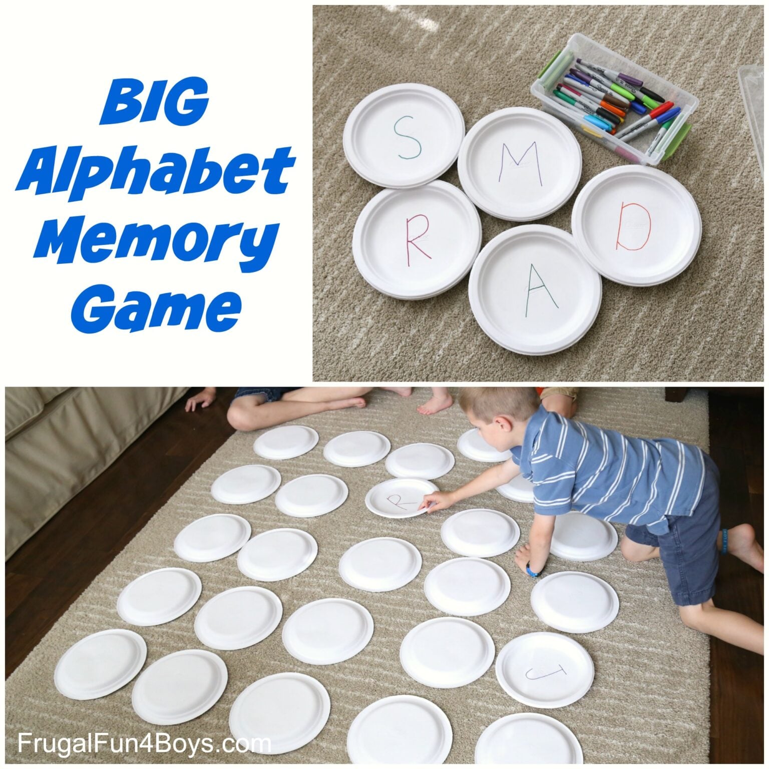 Paper Plate BIG Alphabet Memory Game - Frugal Fun For Boys and Girls