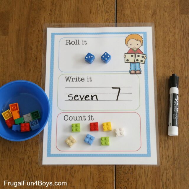 Printable Roll it, Write it, Count it Mats - Frugal Fun For Boys and Girls