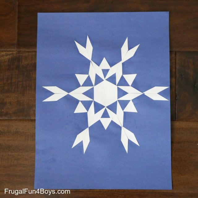 Math Art: Make Pattern Block Snowflakes - Frugal Fun For Boys and Girls