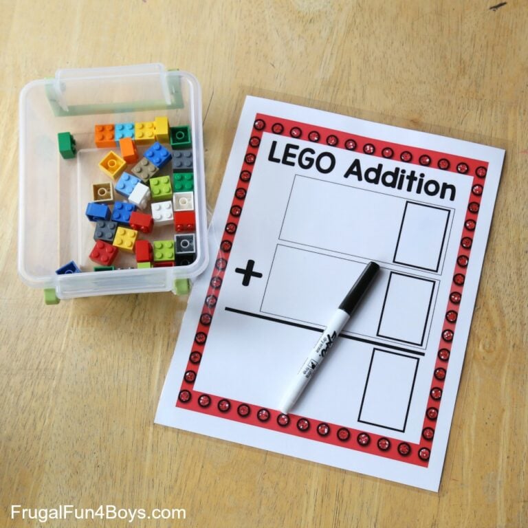 LEGO Addition Mats Printable Math Activity - Frugal Fun For Boys and Girls