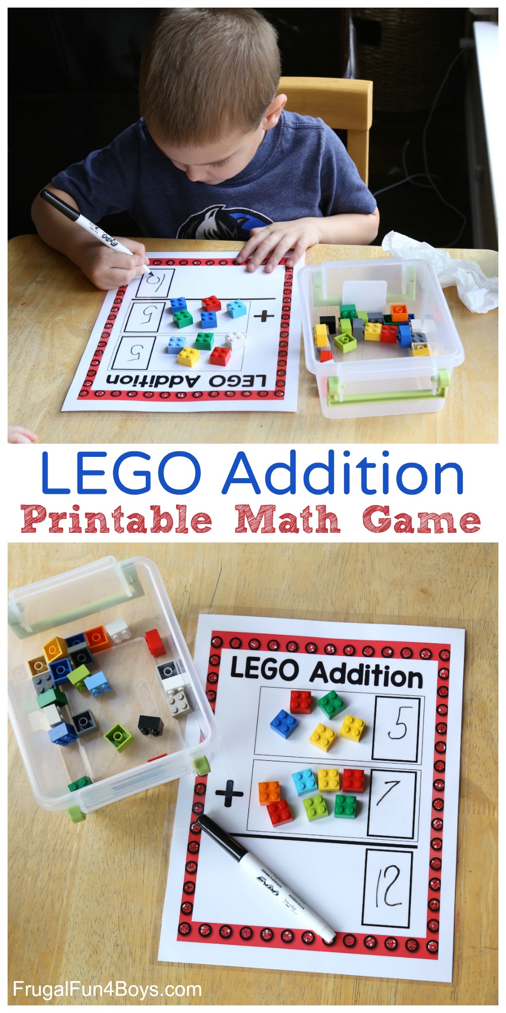 LEGO Addition Mats Printable Math Activity