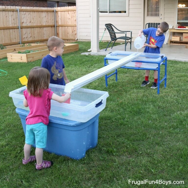 Build a Rain Gutter River for Running Water Play - Frugal Fun For Boys ...