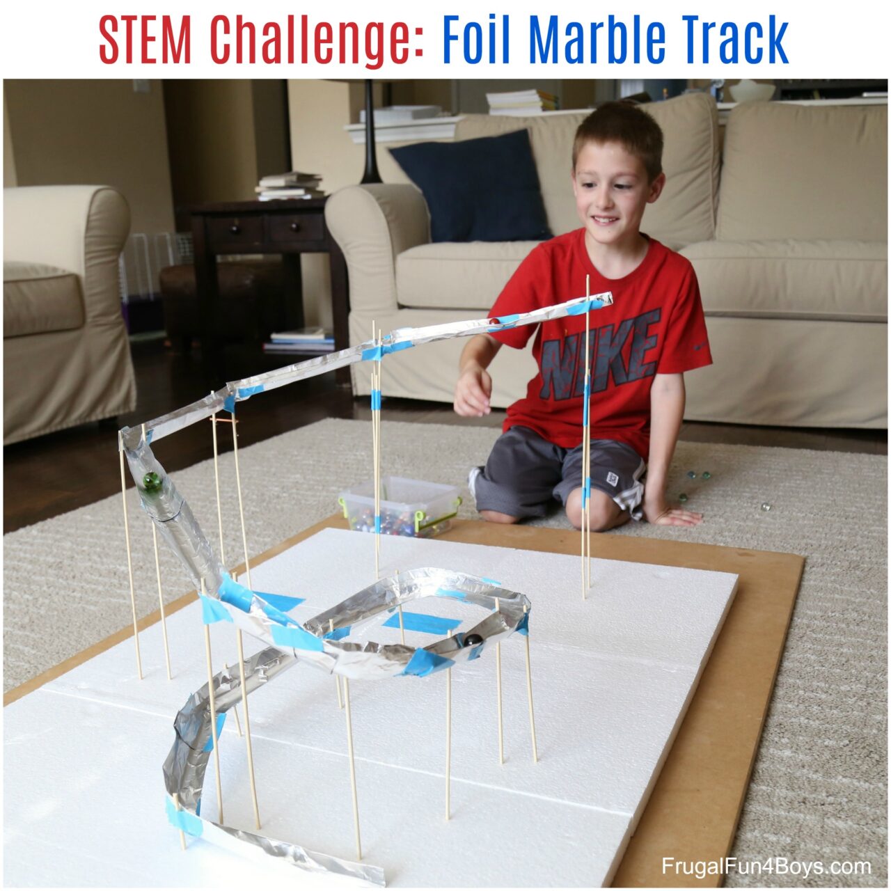 STEM Challenge for Kids: Build a Marble Track with Foil, Bamboo Skewers ...