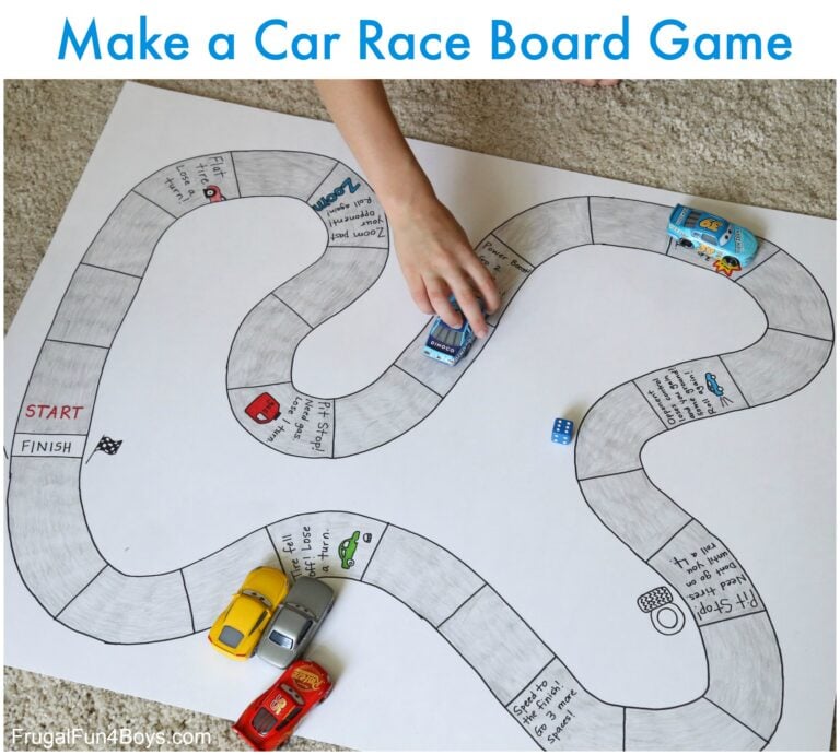 Make Your Own Car Race Board Game - Frugal Fun For Boys and Girls