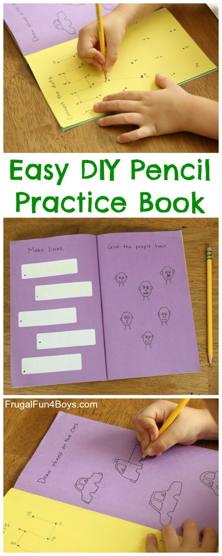 Easy DIY Pencil Practice Book for Improving Fine Motor Skills - Frugal ...