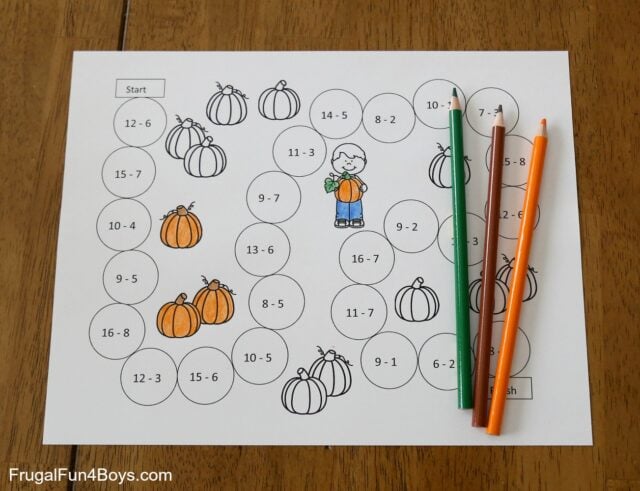 Pumpkin Patch Addition and Subtraction Games - Frugal Fun For Boys and ...