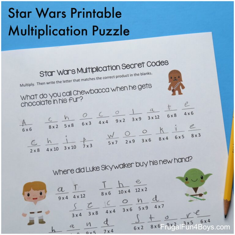 Star Wars Multiplication Practice Puzzle for Little Jedis - Frugal Fun ...