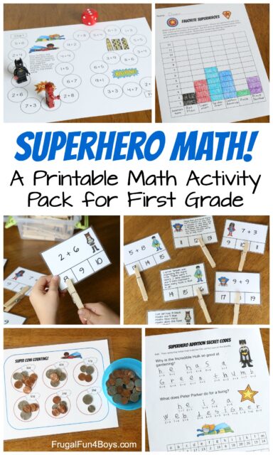 Superhero Math! A Printable Math Activity Pack for First Grade - Frugal ...