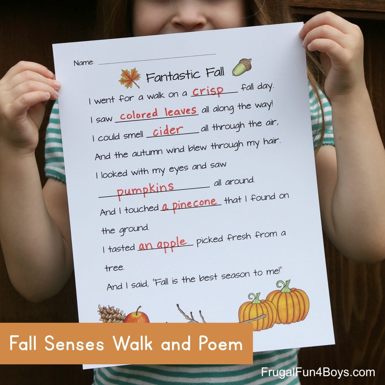 Fall Five Senses Walk Fill-in-the-Blanks Poem - Frugal Fun For Boys and ...