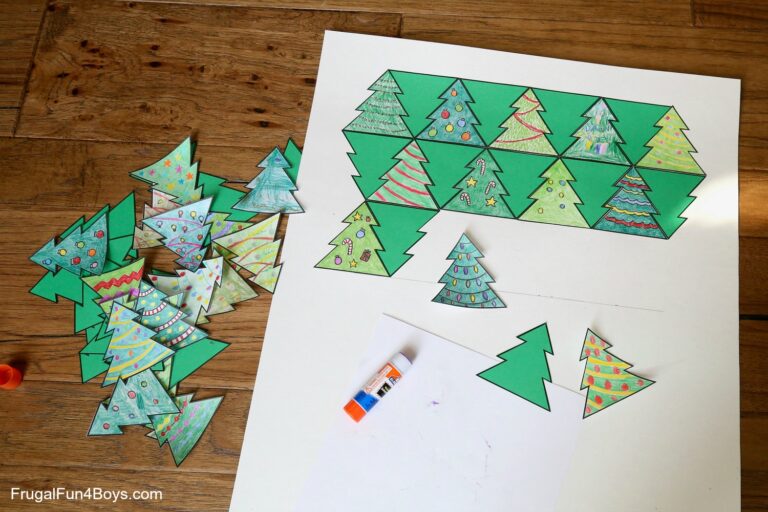Collaborative Art with Christmas Tree Tessellations - Frugal Fun For ...