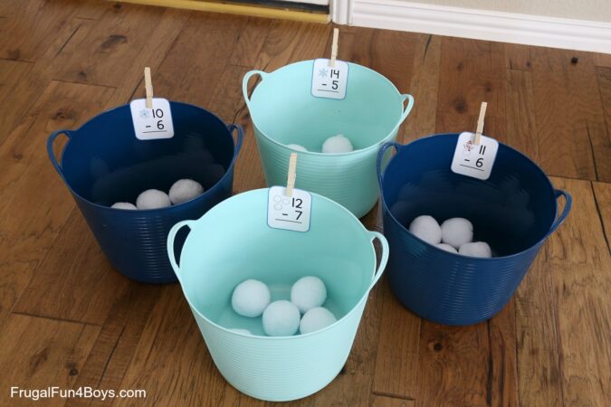 Snowball Addition and Subtraction Math Games - Frugal Fun For Boys and ...