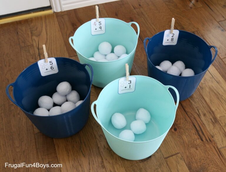 Snowball Addition and Subtraction Math Games - Frugal Fun For Boys and ...