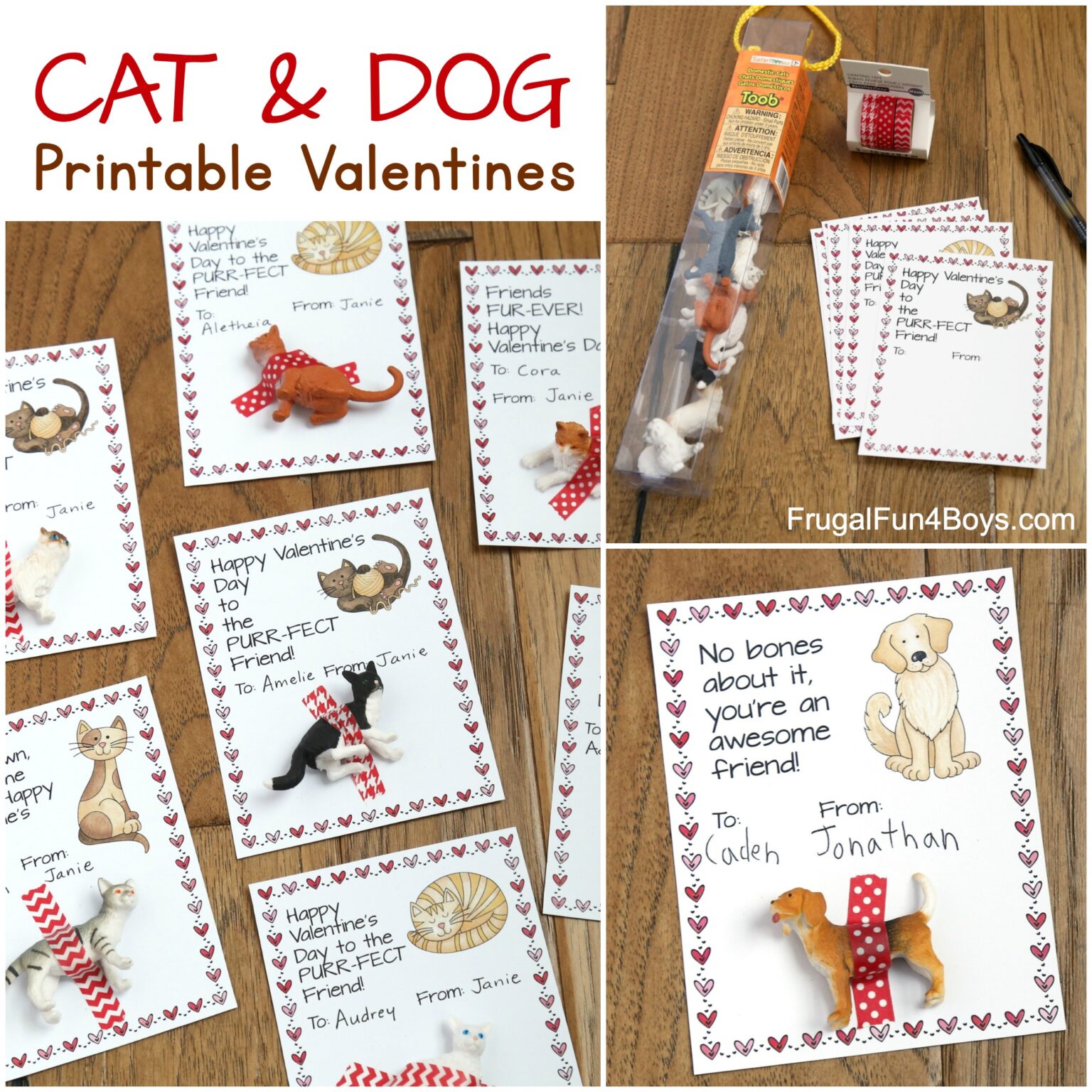 Cats and Dogs Printable Valentine's Day Cards - Frugal Fun For Boys and ...