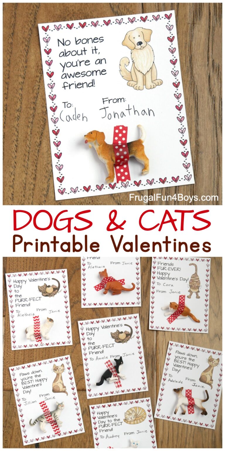 Cats and Dogs Printable Valentine's Day Cards - Frugal Fun For Boys and ...