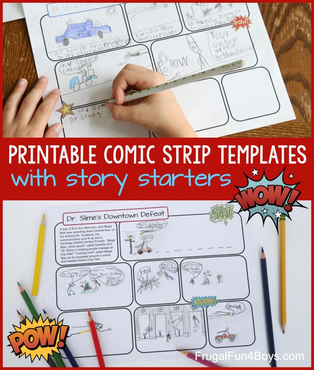 Printable Comic Strip Templates with Story Starters - Frugal Fun For ...