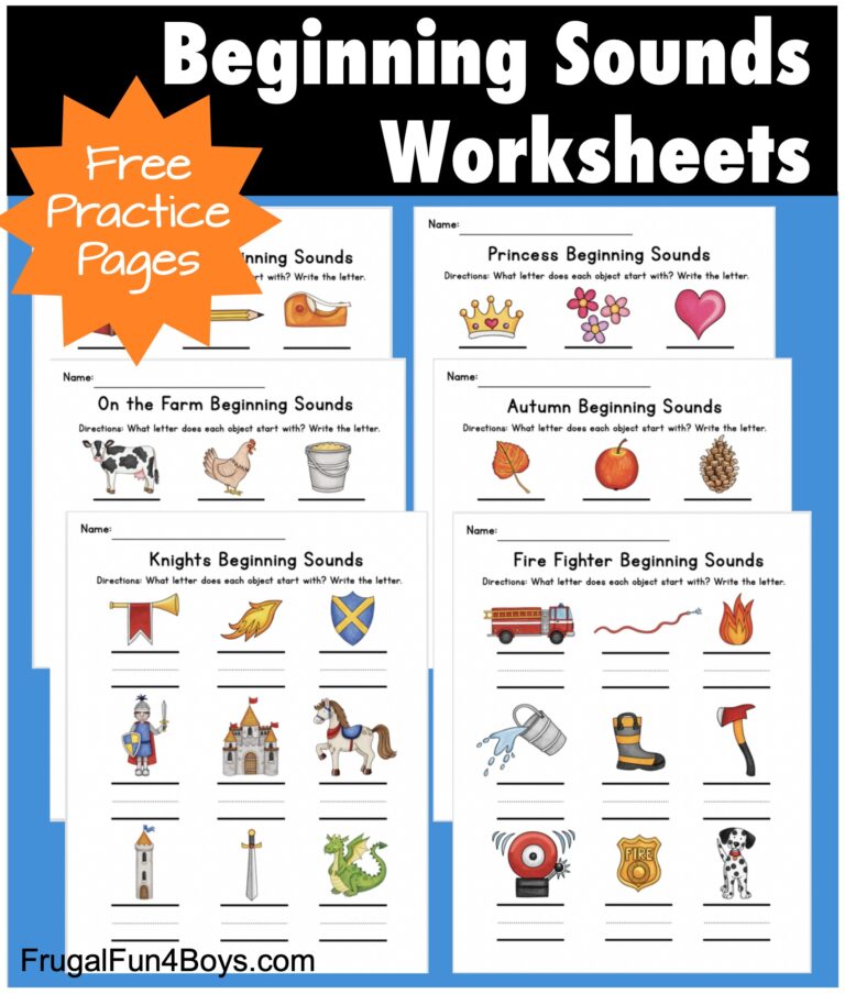 Printable Beginning Sounds Phonics Worksheets - Frugal Fun For Boys and ...