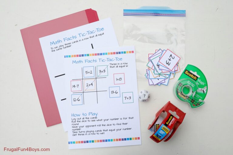 Addition and Subtraction Tic-Tac-Toe Math Game - Frugal Fun For Boys ...