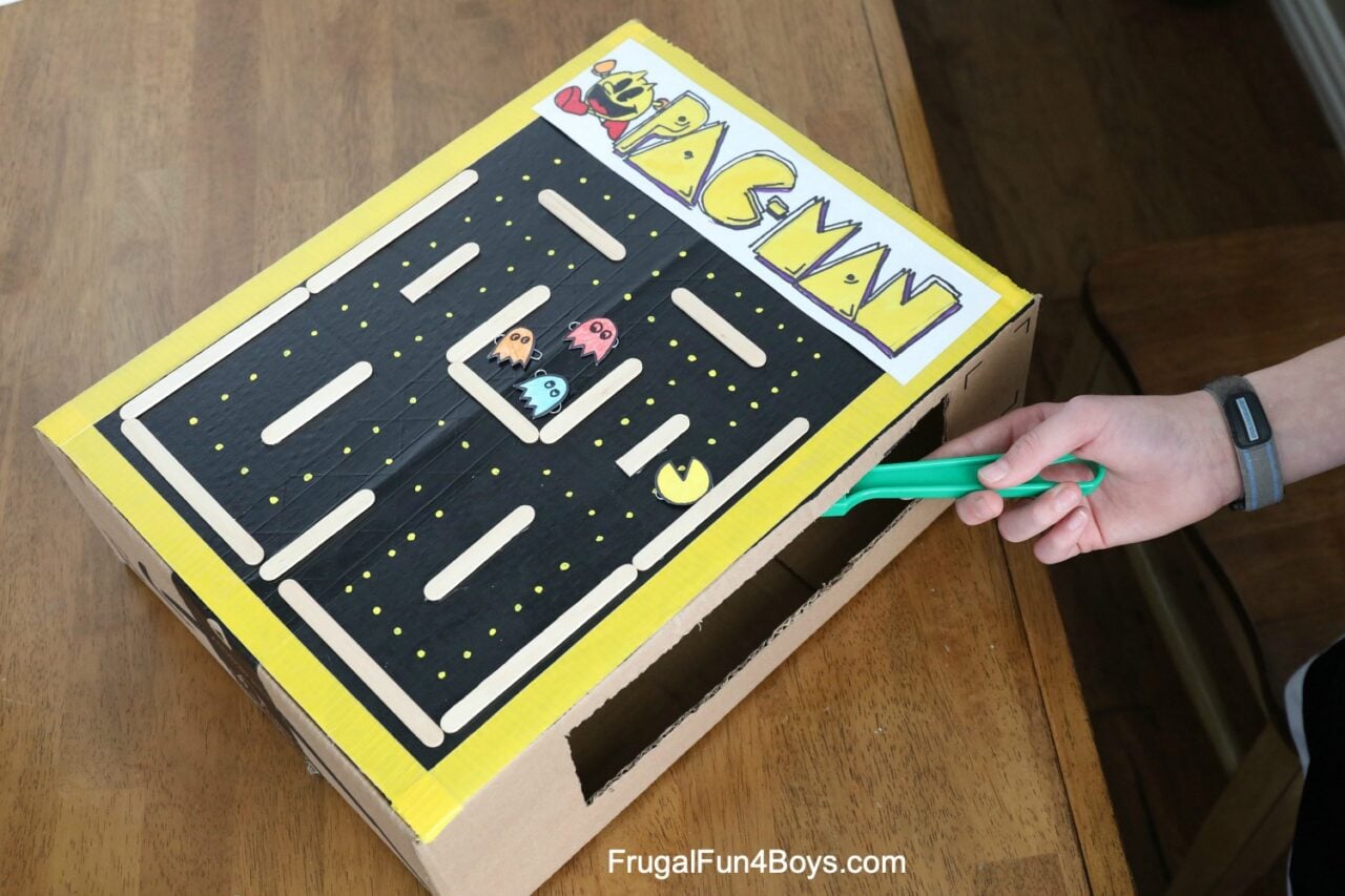 Cardboard Box Magnetic Pac-Man Game - Frugal Fun For Boys and Girls