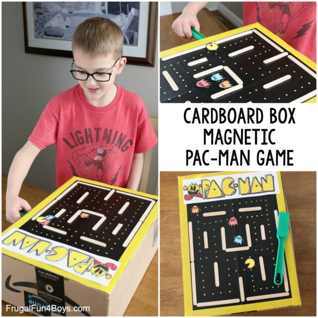 Cardboard Box Magnetic Pac-Man Game - Frugal Fun For Boys and Girls