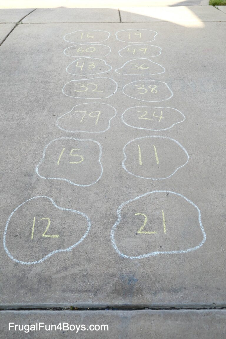 Sidewalk Chalk Math Games - Frugal Fun For Boys and Girls