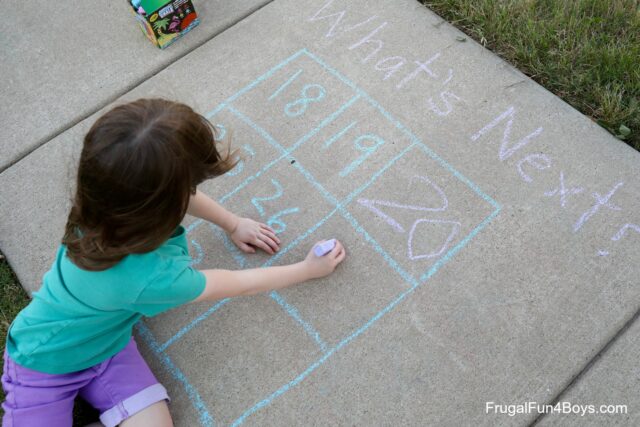 Sidewalk Chalk Math Games - Frugal Fun For Boys and Girls