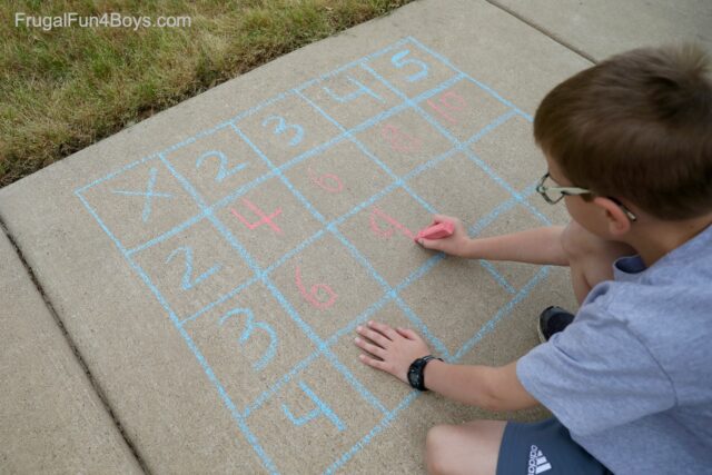 Sidewalk Chalk Math Games - Frugal Fun For Boys and Girls