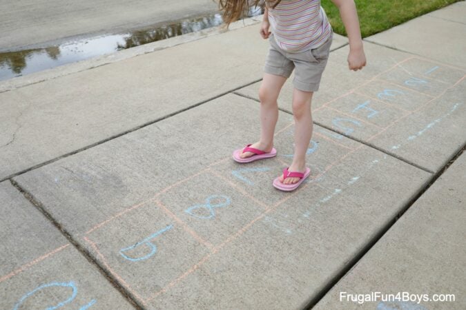 Sidewalk Chalk Math Games - Frugal Fun For Boys and Girls