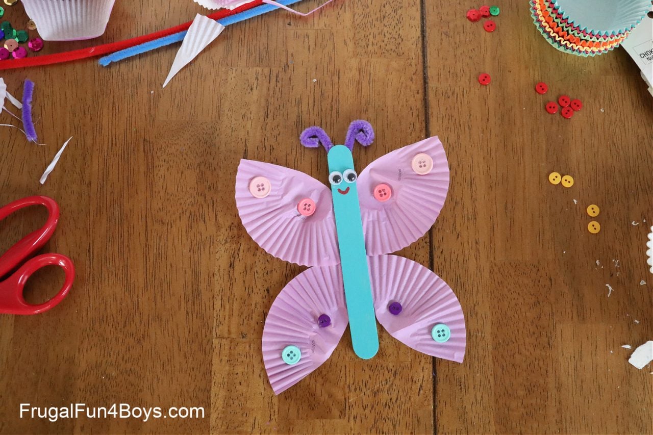 Cupcake Liner Butterfly Craft - Frugal Fun For Boys and Girls
