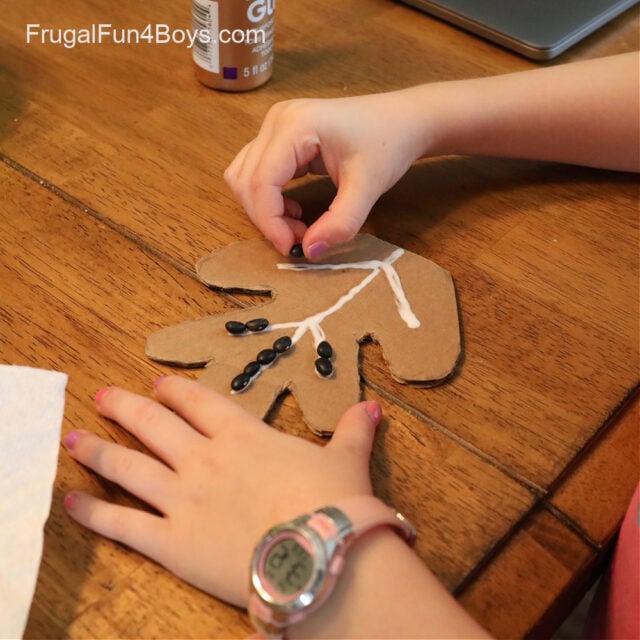 Fall Kids Craft - Bean Mosaics - Frugal Fun For Boys and Girls
