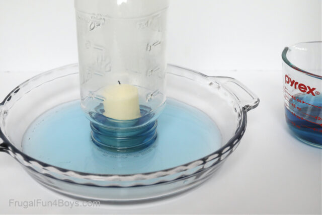 Candle and Rising Water Science Experiment - Frugal Fun For Boys and Girls
