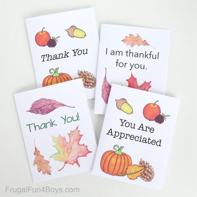 Printable Gratitude Cards {Kids Thanksgiving Activity} - Frugal Fun For ...