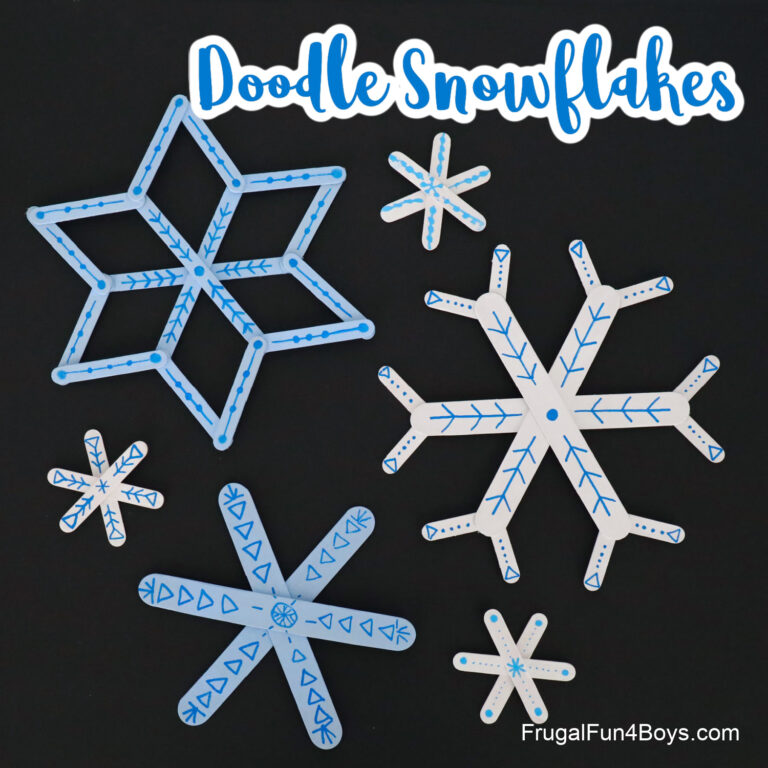 Craft Stick Doodle Snowflakes - Frugal Fun For Boys and Girls