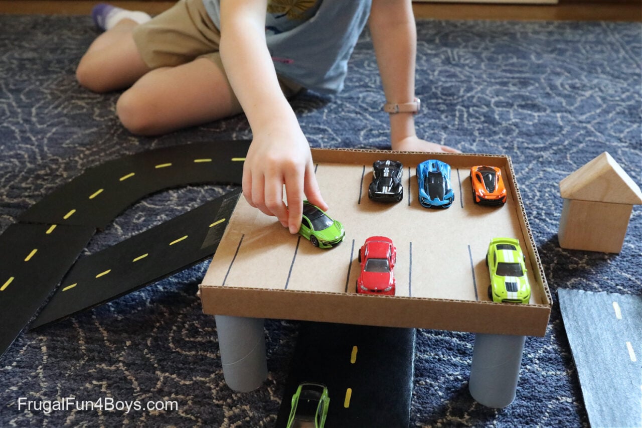 Cardboard Roads and Parking Lot for Toy Cars - Frugal Fun For Boys and ...