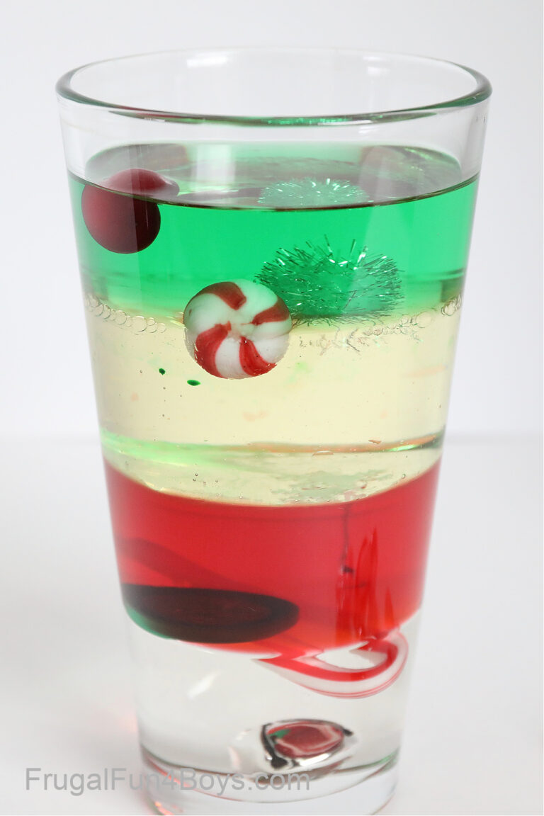 Christmas Density Tower Science Experiment - Frugal Fun For Boys and Girls
