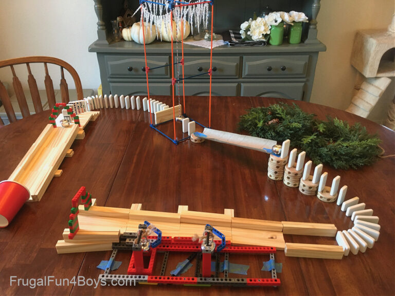 Christmas Rube Goldberg STEM Challenge - Frugal Fun For Boys and Girls