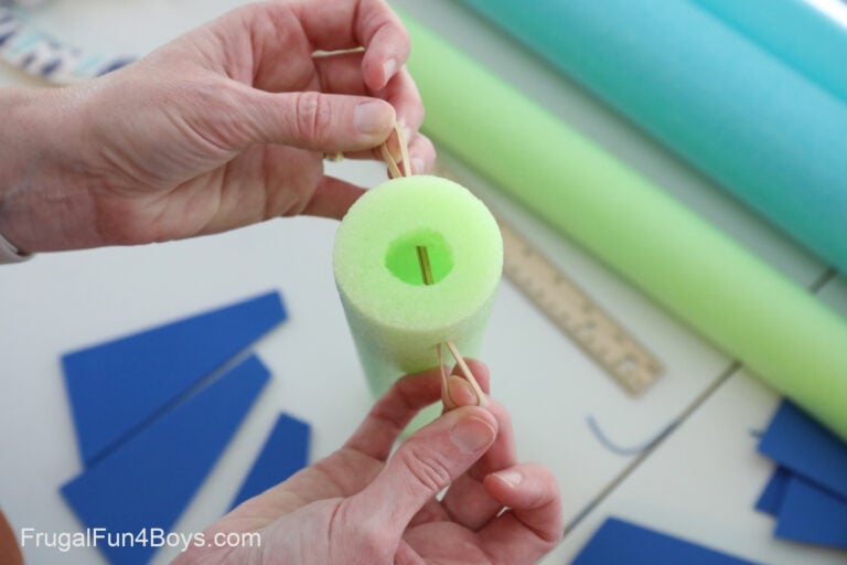 How to Make a Pool Noodle Rocket Flinger - Frugal Fun For Boys and Girls