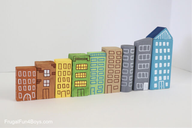 Scrap Wood City Skyline {Kids Art} - Frugal Fun For Boys and Girls