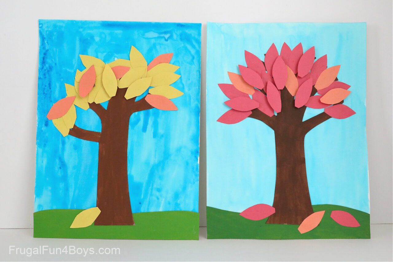 3D Fall Tree Collage Art - Frugal Fun For Boys and Girls