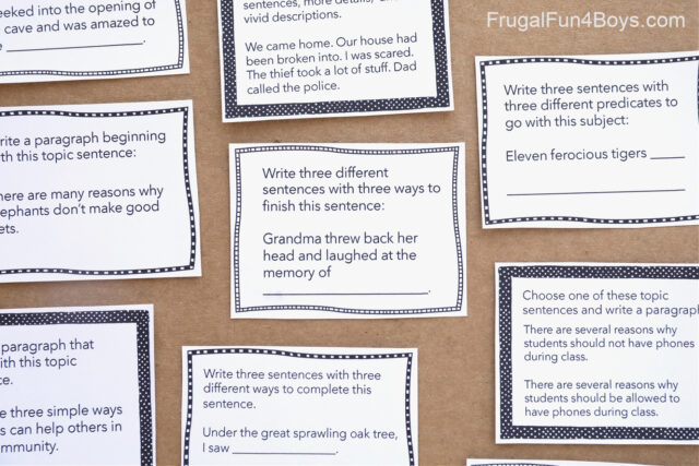 Writing Task Cards for 4th - 6th Grade - Frugal Fun For Boys and Girls