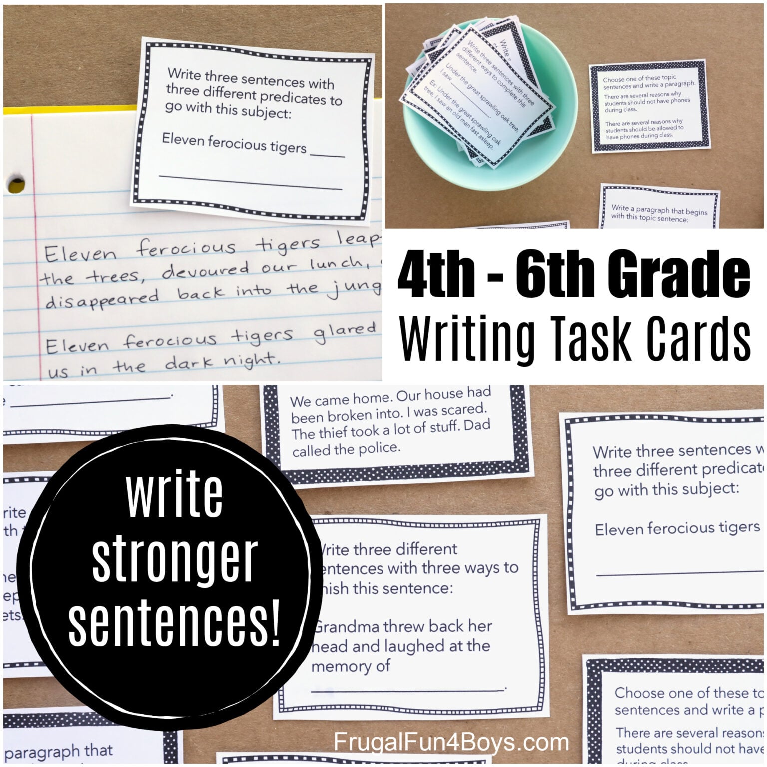 Writing Task Cards for 4th - 6th Grade - Frugal Fun For Boys and Girls