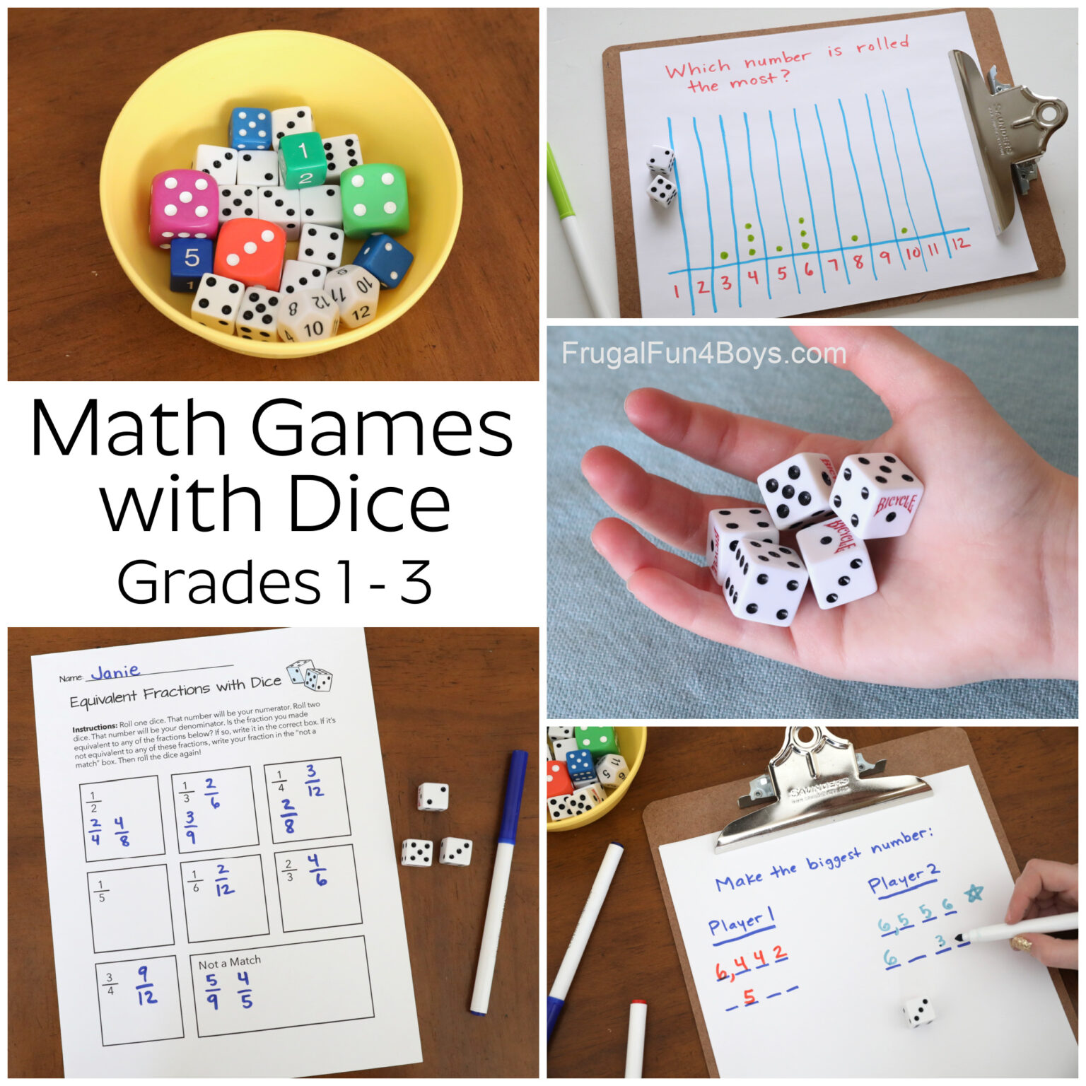 Elementary Math Games with Dice - Frugal Fun For Boys and Girls