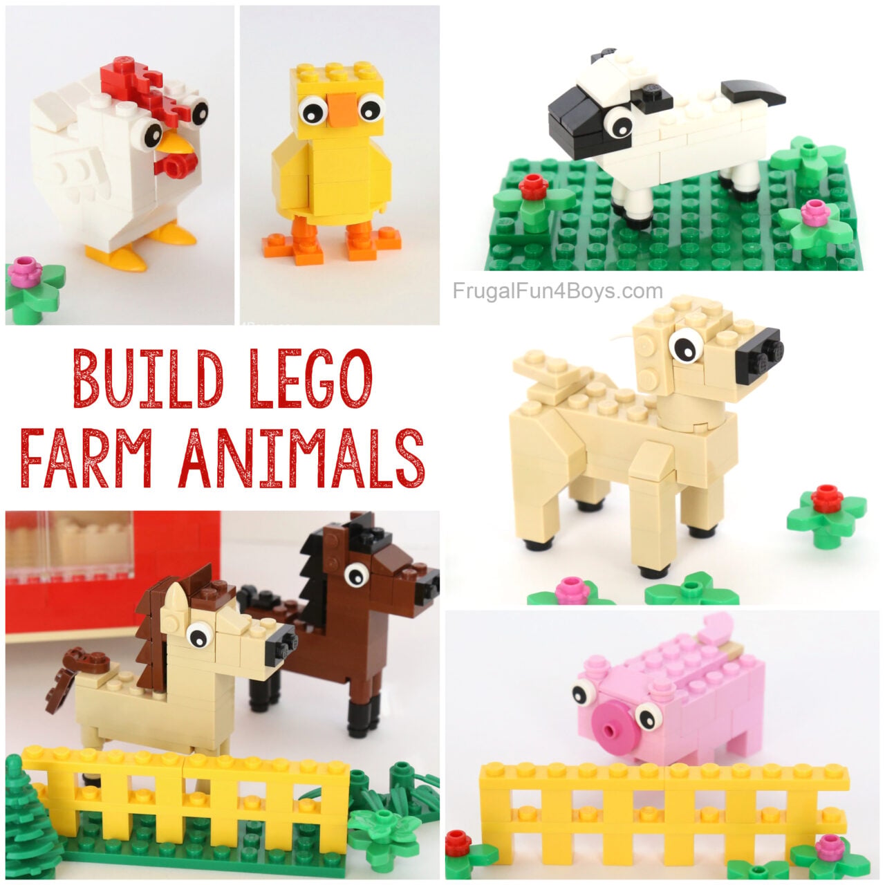 How to Build LEGO Farm Animals - Frugal Fun For Boys and Girls
