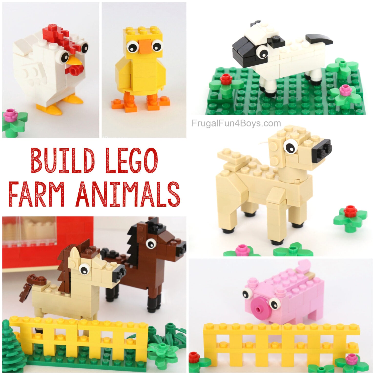 How to Build LEGO Farm Animals - Frugal Fun For Boys and Girls